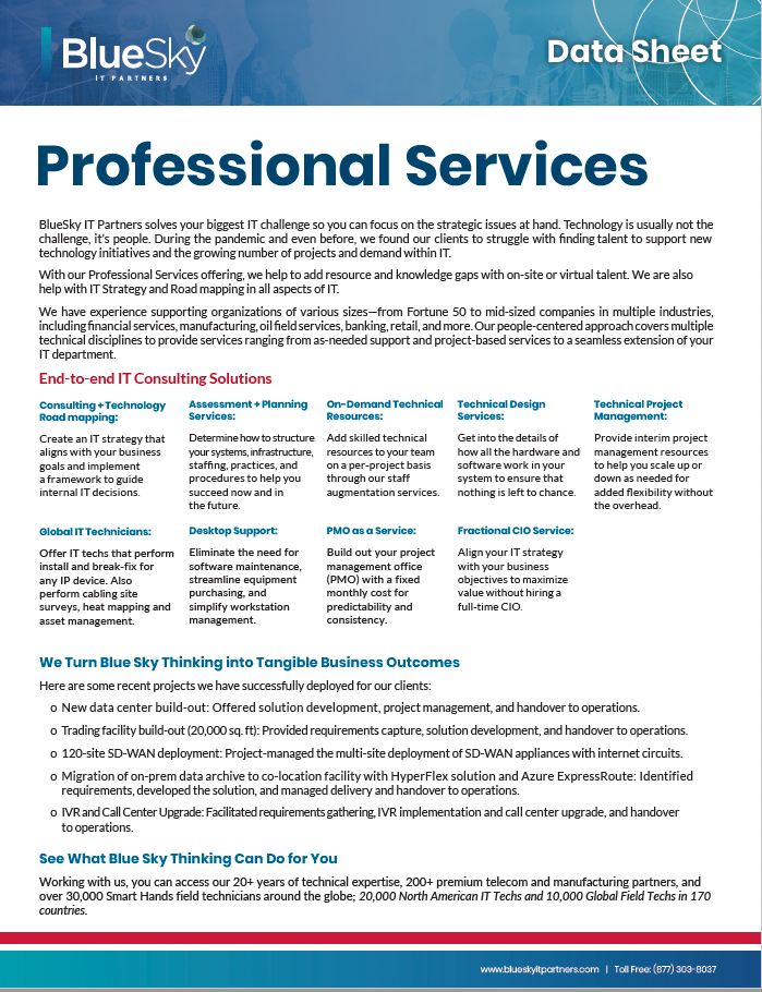 Professional Services Data Sheet
